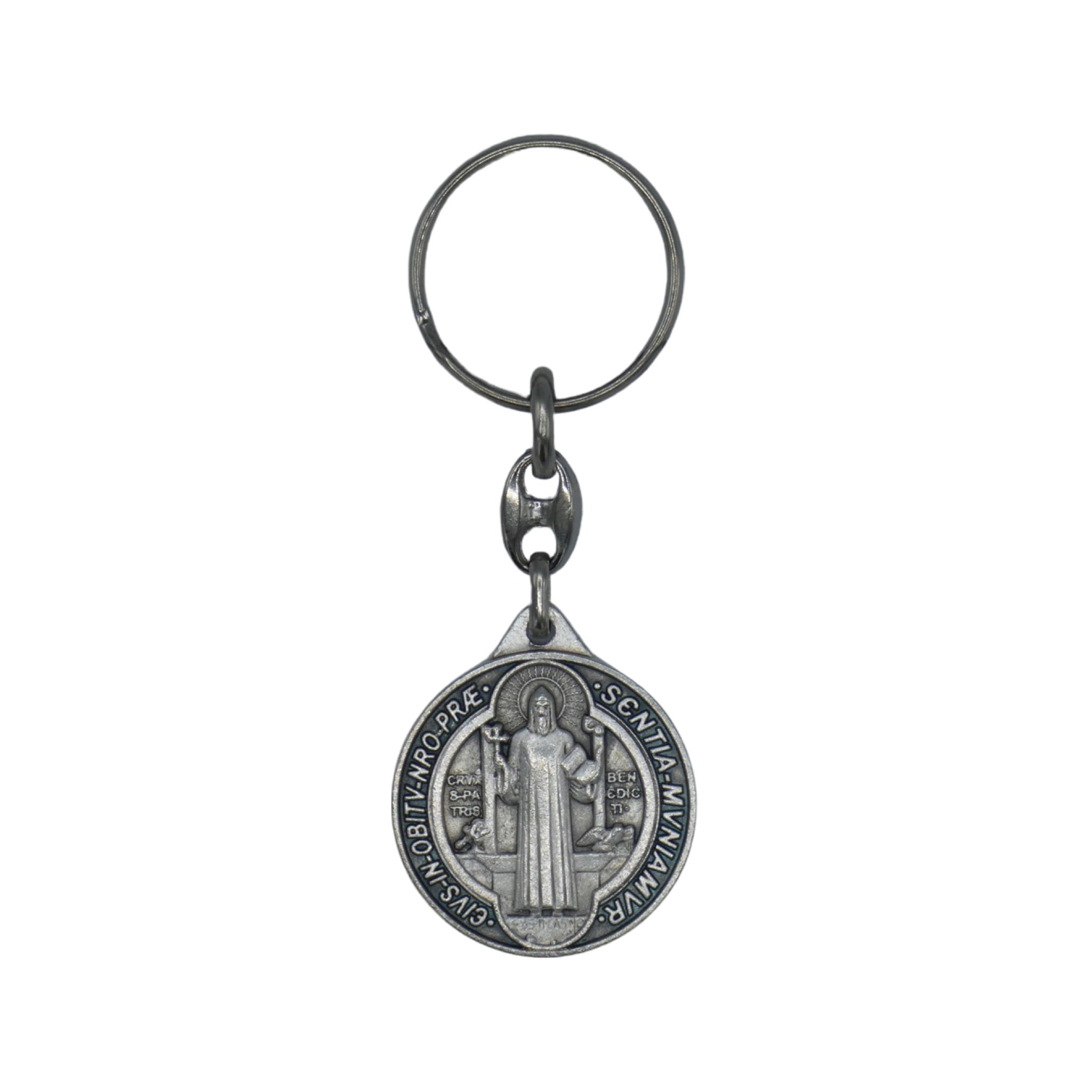 Silver Circle St. Benedict Medal Keychain – Triumph of Love